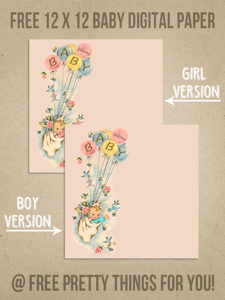 Scrapbooking: Free Welcome Baby 12x12 Digital Paper - Free Pretty ...
