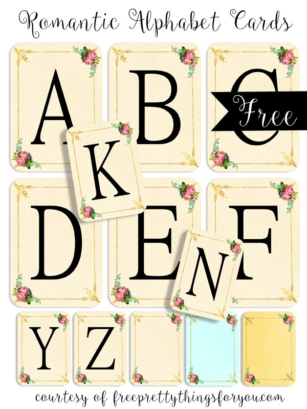 Romantic Alphabet Cards - Free Pretty Things For You