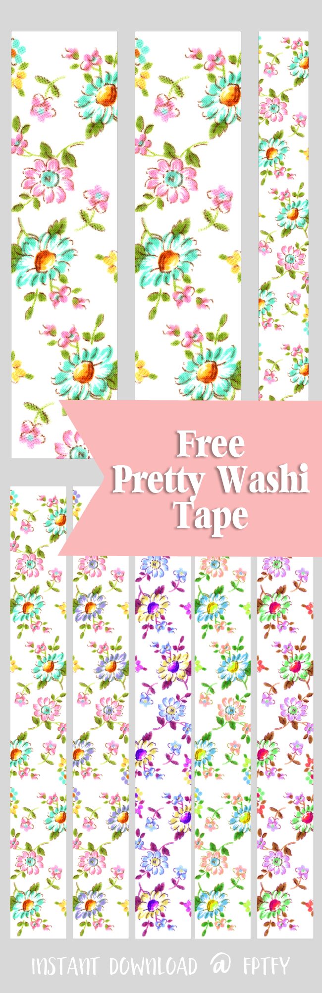 Free Floral Digital Washi Tape! - Free Pretty Things For You