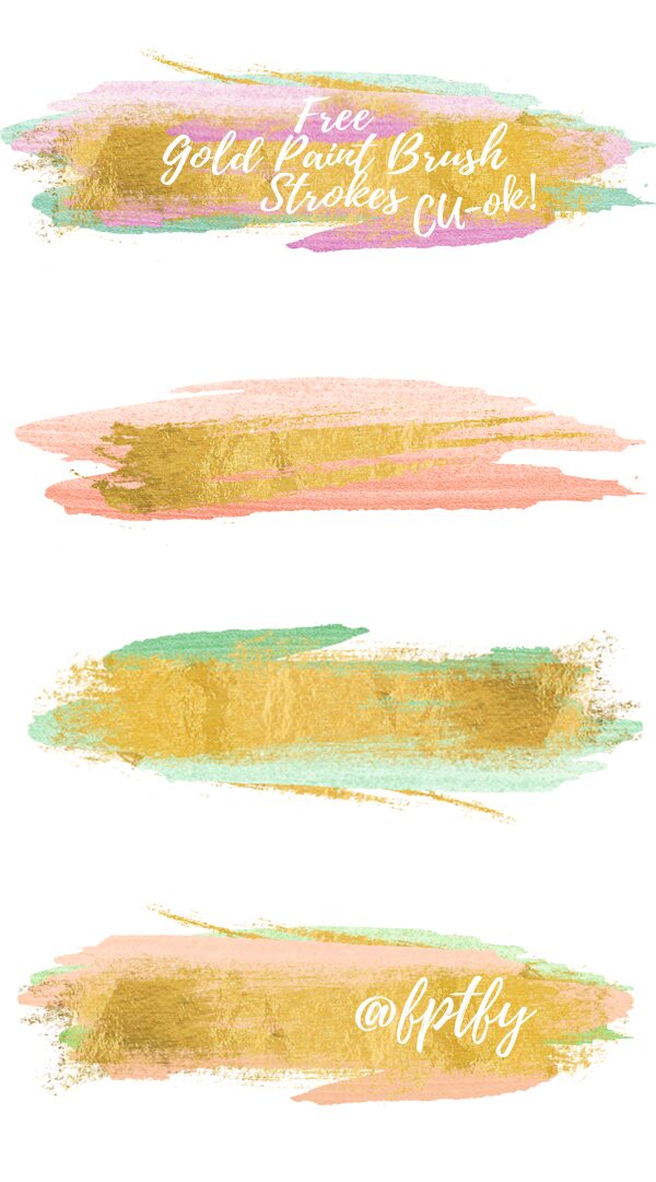 Free Gold Paint Brush Strokes -CU ok! - Free Pretty Things For You