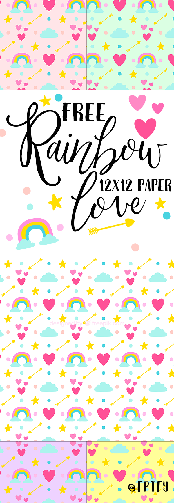 Free Rainbow Love Digital Paper! - Free Pretty Things For You