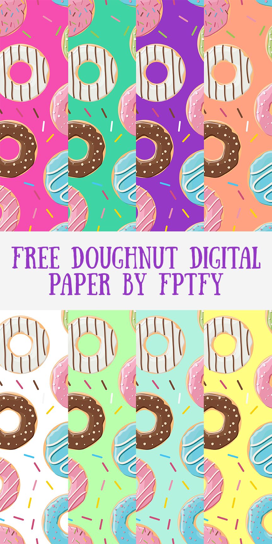Free Doughnut Digital Paper- Multi Color Pack! - Free Pretty Things For You