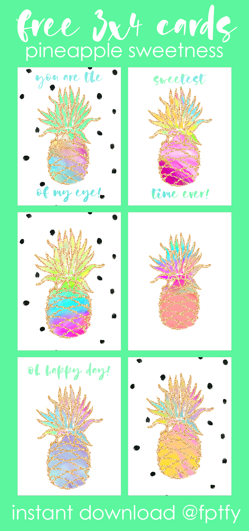 Free 3x4 Pineapple Sweetness Cards - Free Pretty Things For You