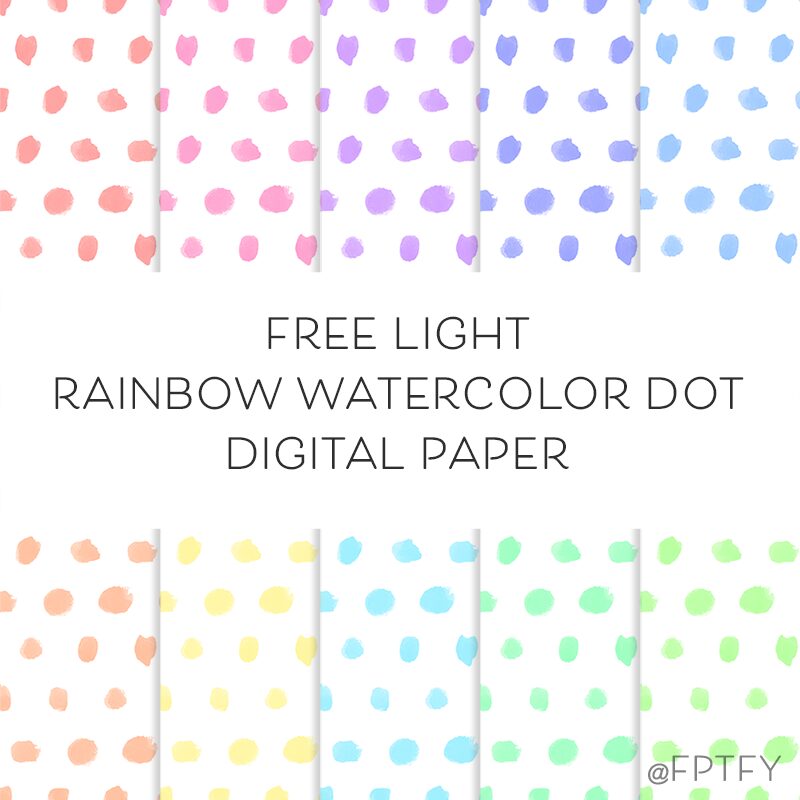 Free Digital Backgrounds: Light Rainbow Watercolor Dot Paper - Free ...