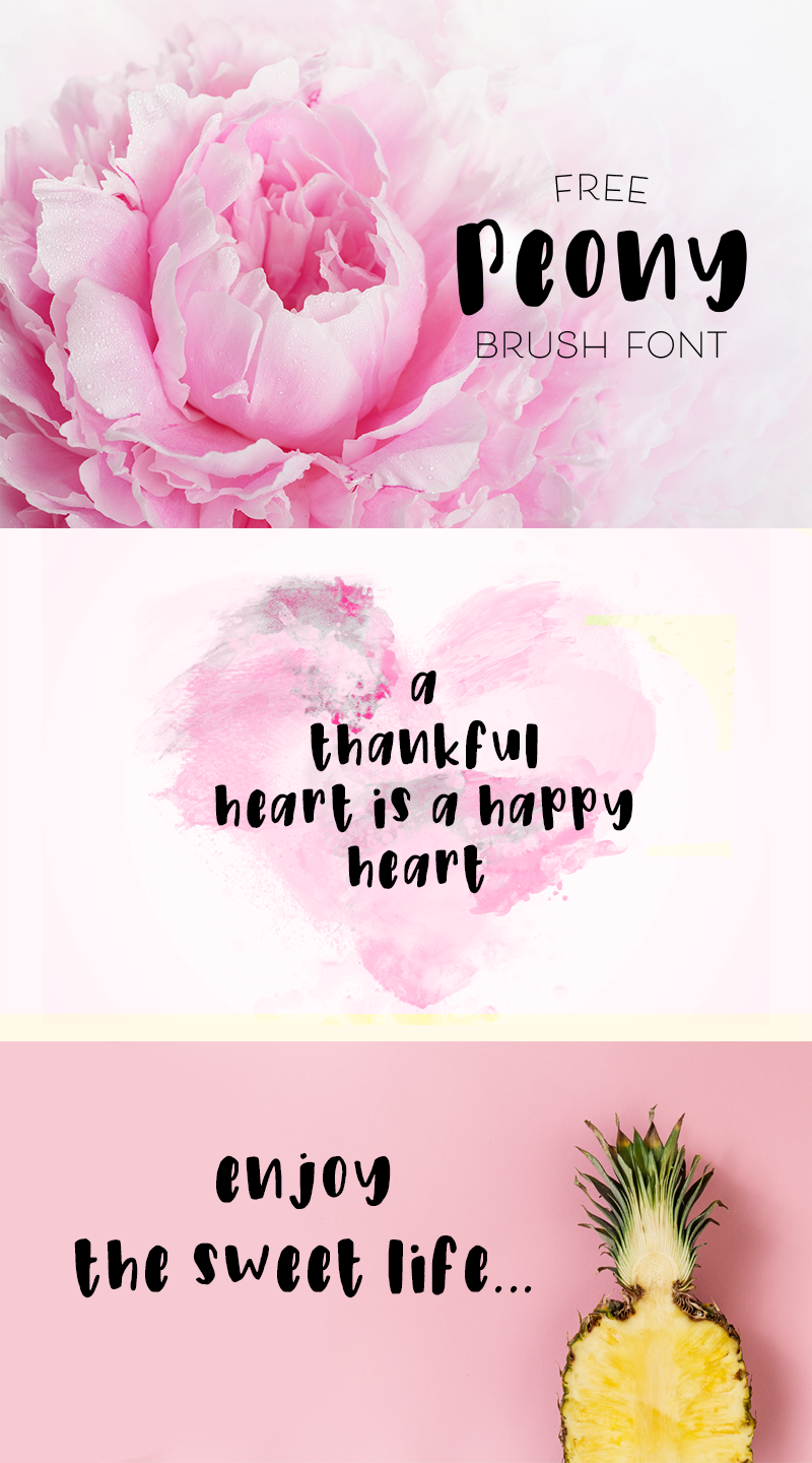 Free Peony Brush Font by Sarah Rudkin - Free Pretty Things For You