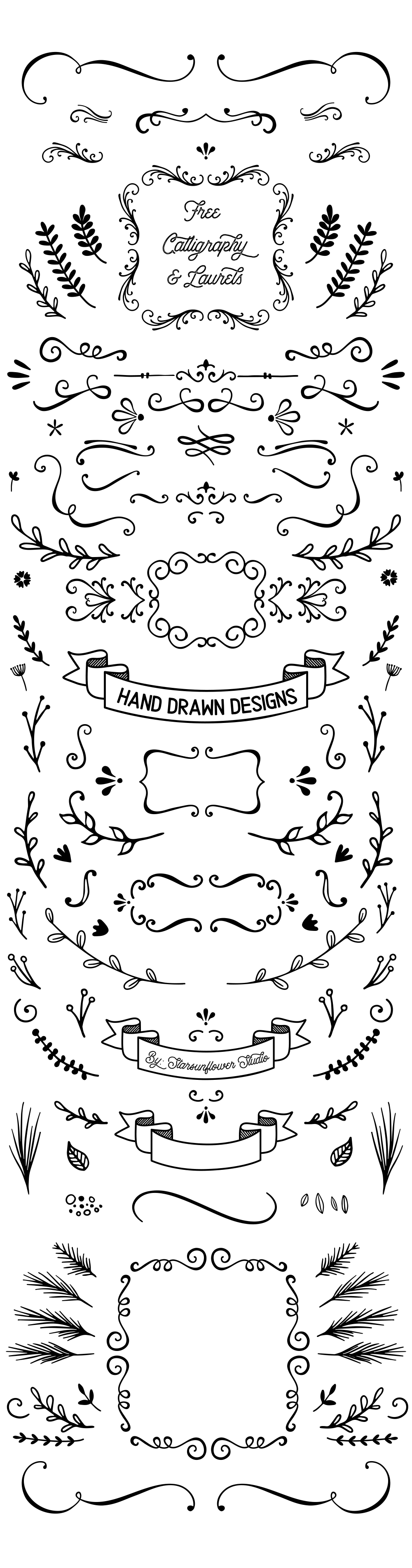 Free Laurels and Calligraphy Shapes - Free Pretty Things For You