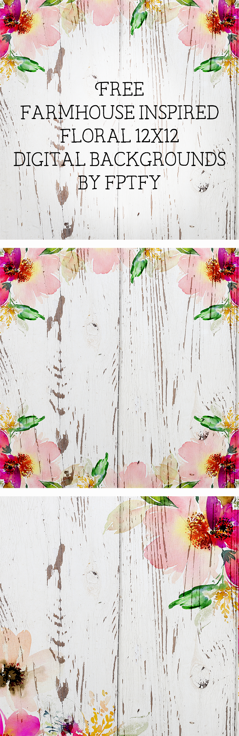 Free Farmhouse Inspired Digital Floral paper Backgrounds - Free Pretty ...