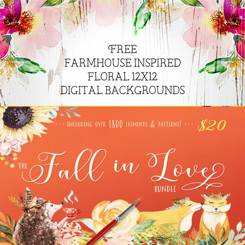 Free Farmhouse Inspired Digital Floral paper Backgrounds - Free Pretty ...