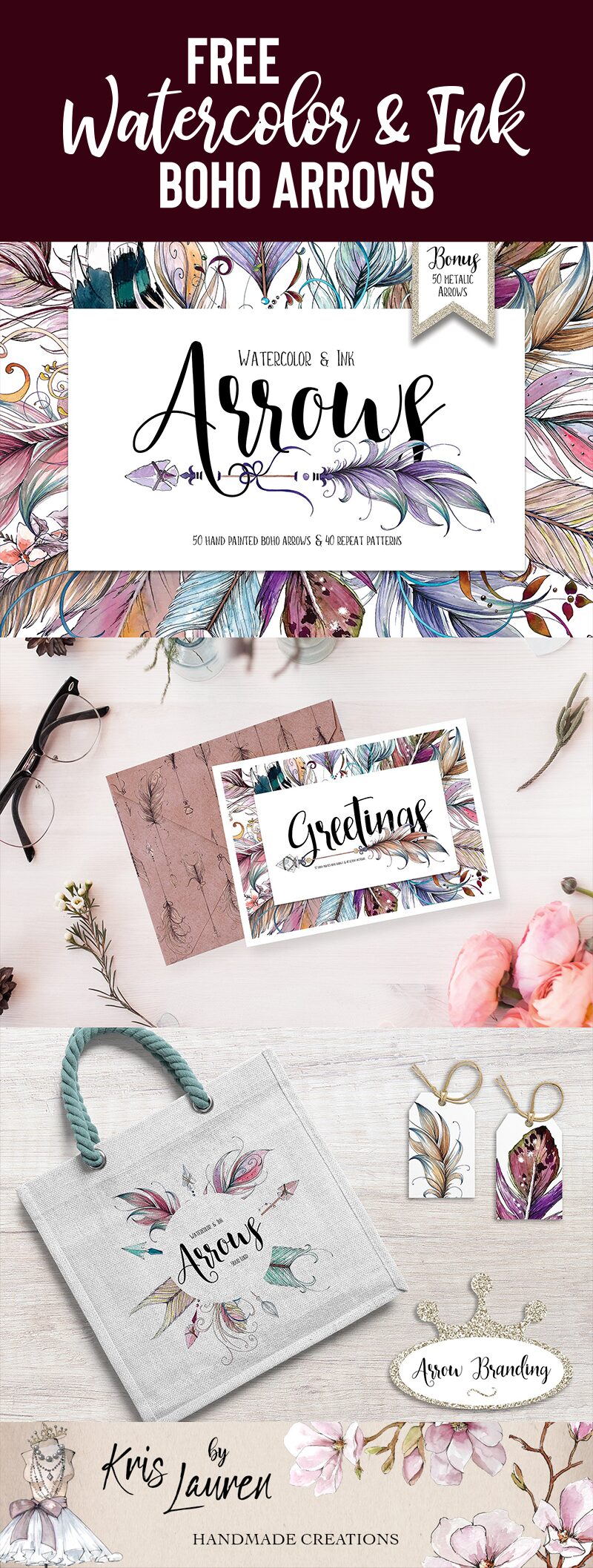 50+ Free Watercolor Boho Arrows - Free Pretty Things For You