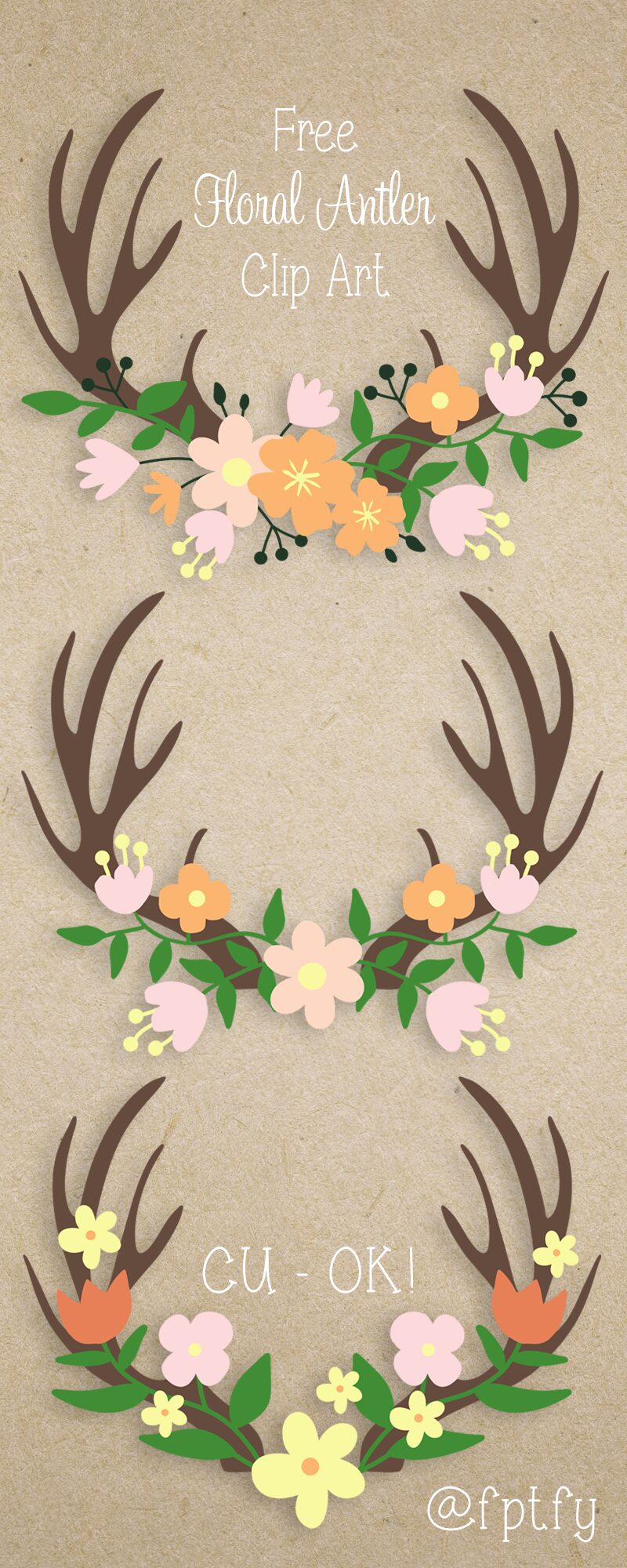antlers and flowers clipart