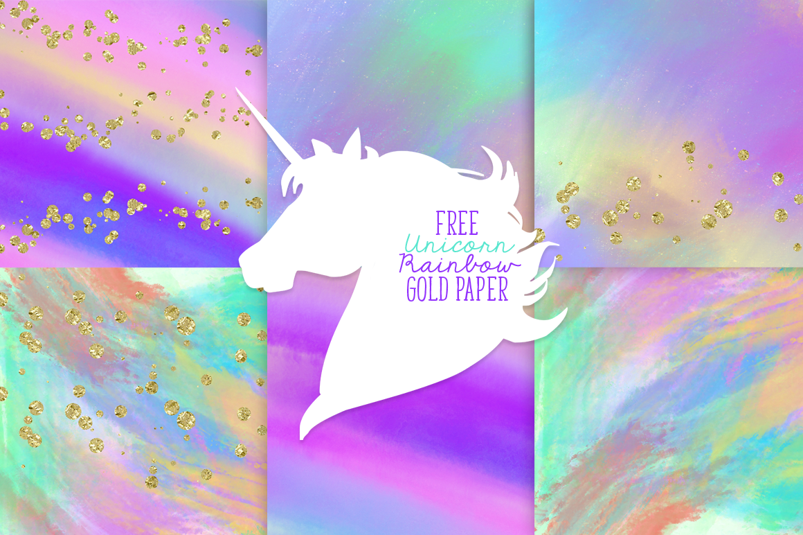 Free Unicorn Rainbow Gold Papers - Free Pretty Things For You