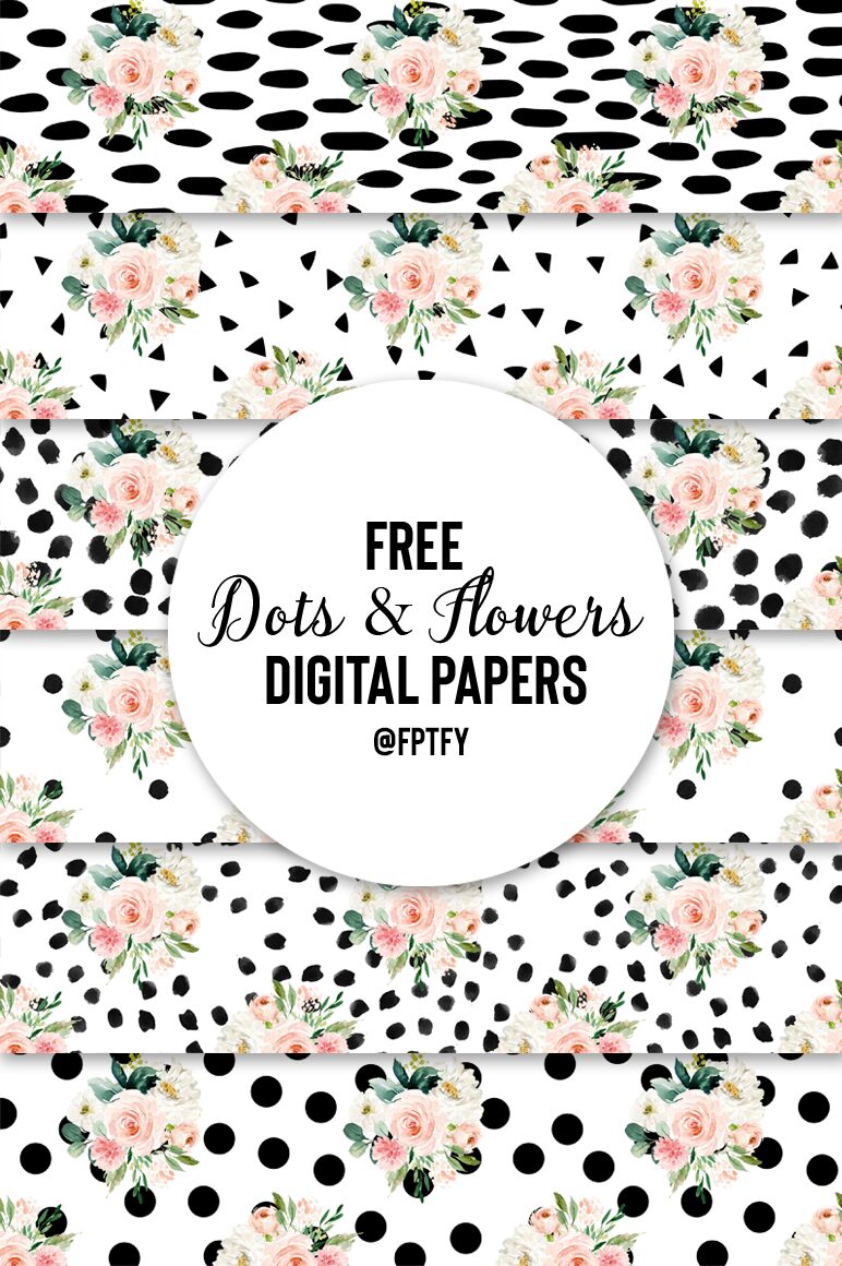 dots and flowers digital paper backgrounds - Free Pretty Things For You