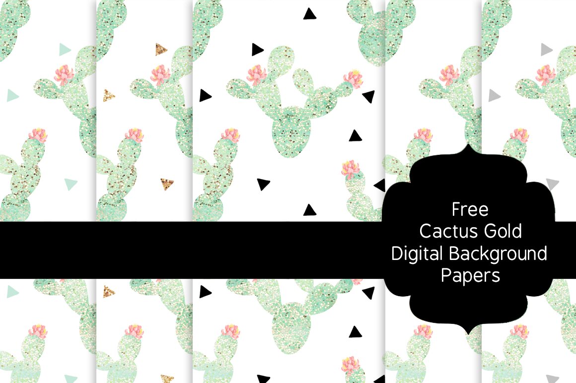Free Cactus Gold Digital paper backgrounds - Free Pretty Things For You