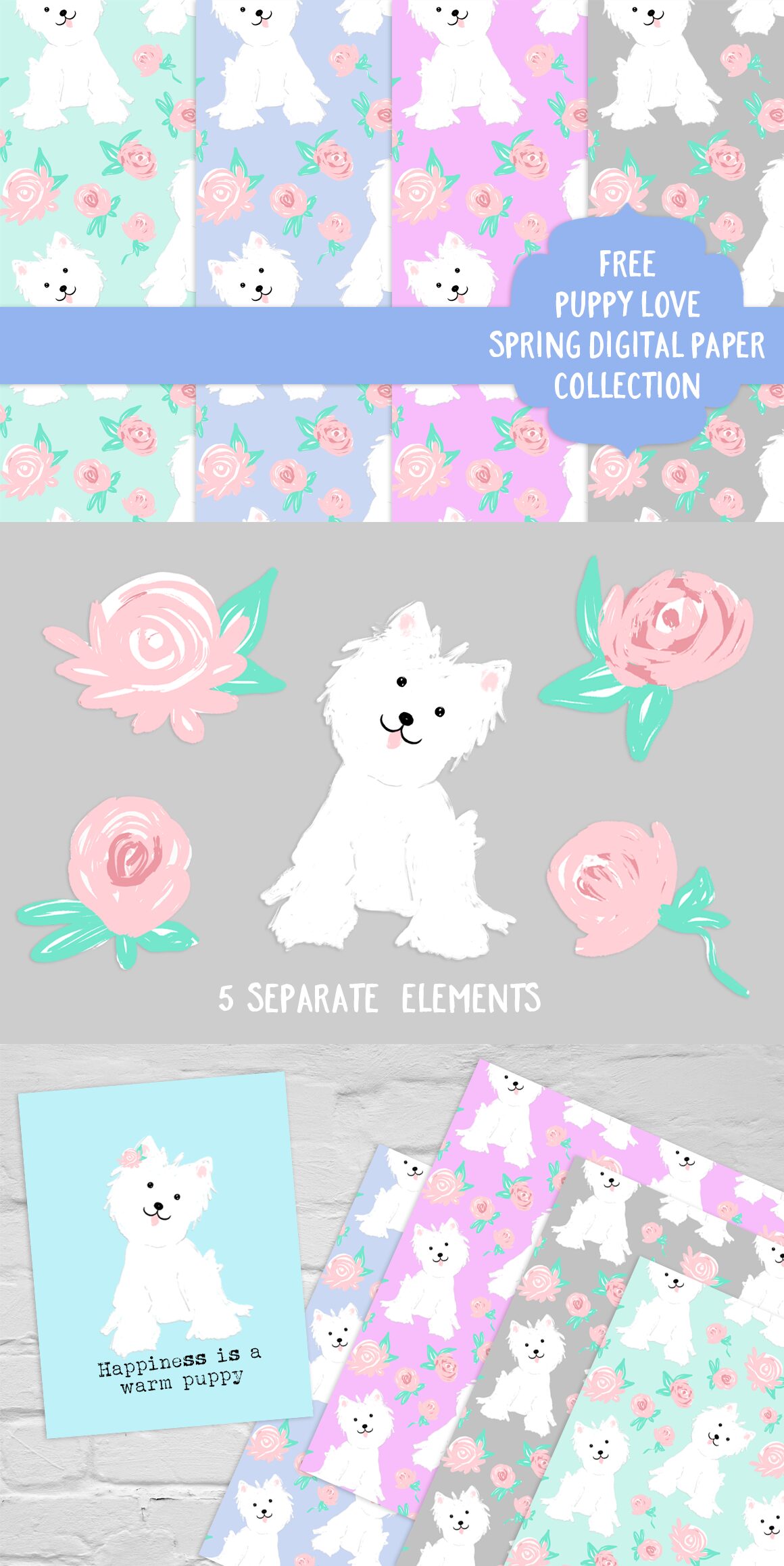 free puppy digital scrapbook paper backgrounds - Free Pretty Things For You