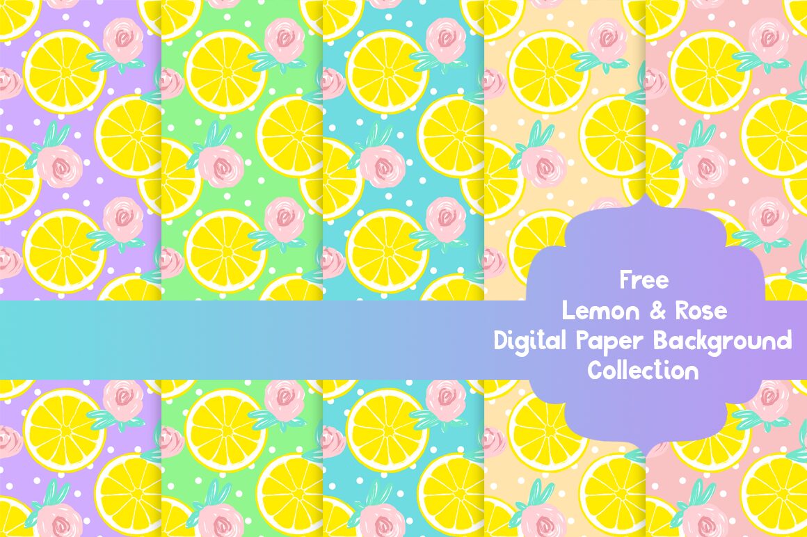 Free Lemon and Flower Digital Scrapbooking Papers - Free Pretty Things ...