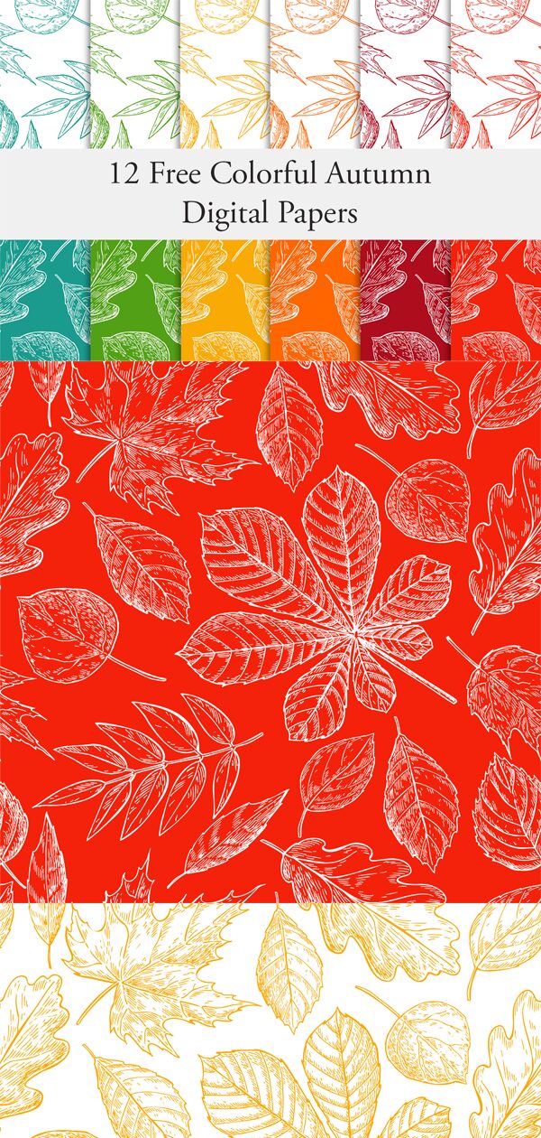 12 free colorful autumn digital papers - Free Pretty Things For You