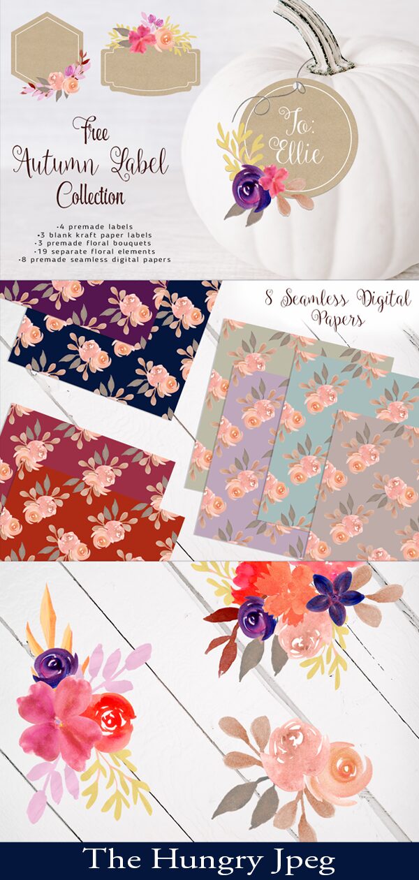 Free Autumn Label watercolor flower Graphics Collection! - Free Pretty ...