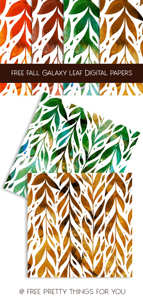 free fall galaxy leaf digital papers - Free Pretty Things For You