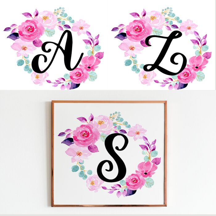 initial wall art roses - Free Pretty Things For You