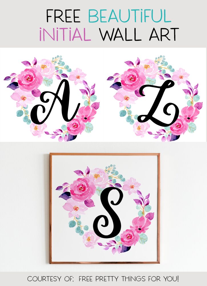 initial wall art roses - Free Pretty Things For You