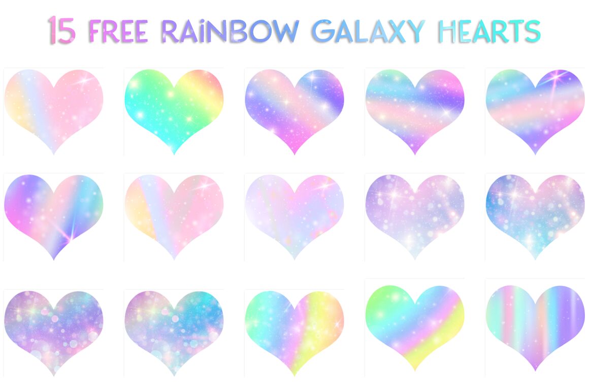 15 Free Rainbow Galaxy Hearts - Free Pretty Things For You