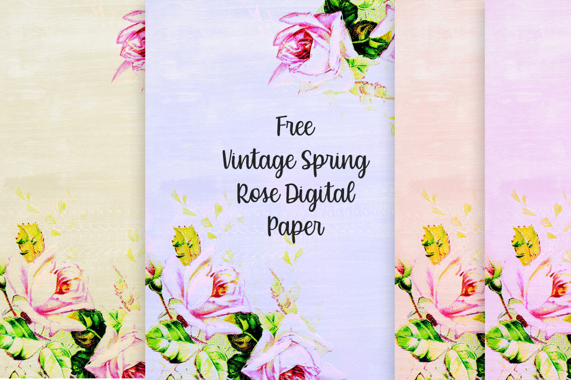 Free Vintage Spring Rose Digital Paper - Free Pretty Things For You
