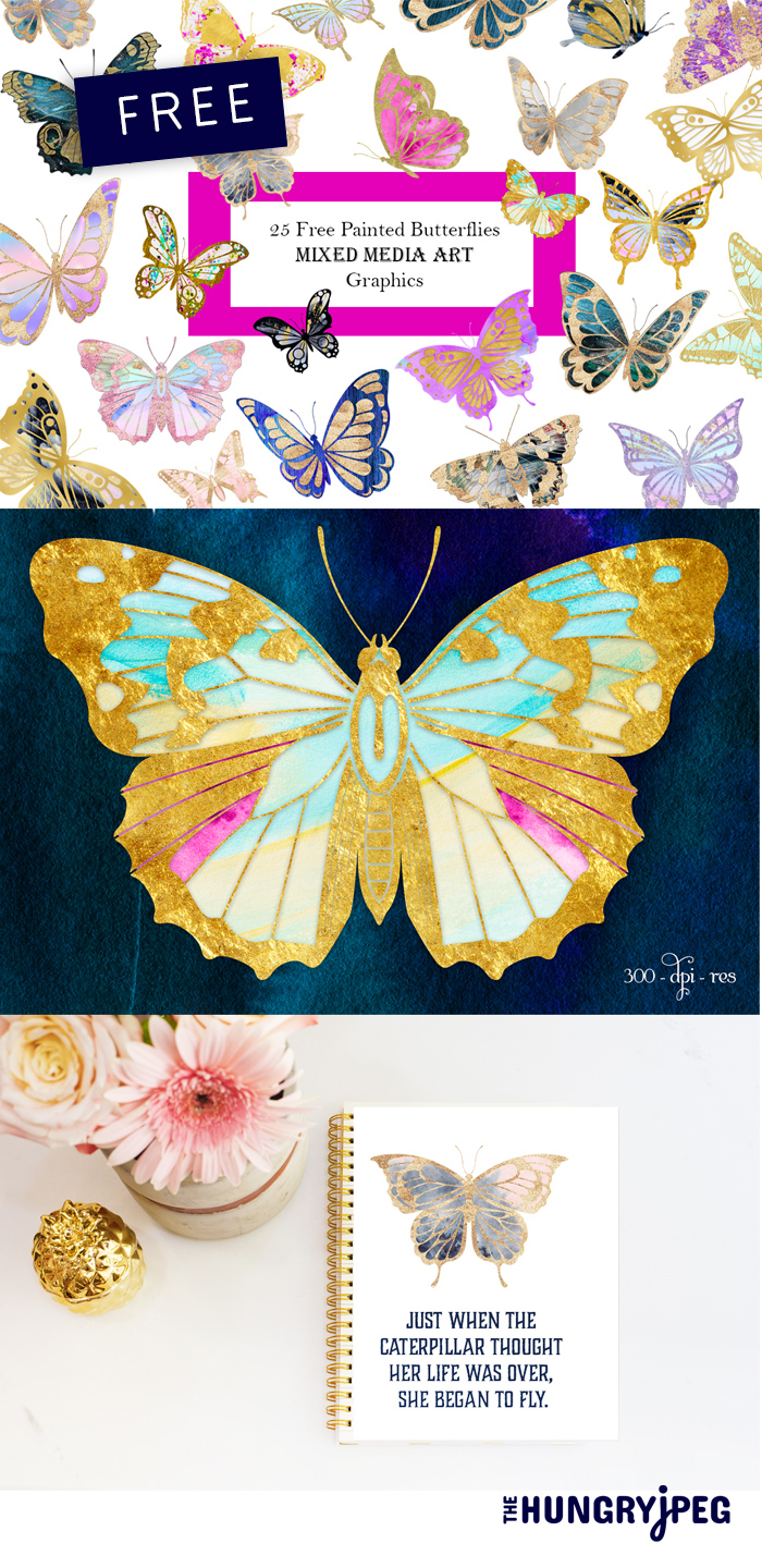 Free Painted Butterflies Clipart - Free Pretty Things For You