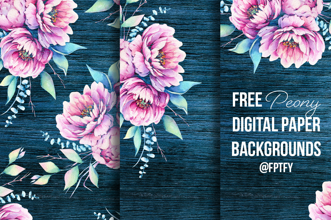 Pink and Navy Peony Digital Papers - Free Pretty Things For You