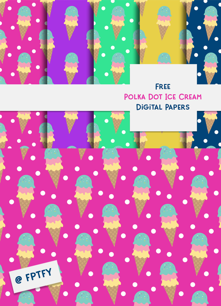 Free Polka Dot Ice Cream DigiPaper - Free Pretty Things For You