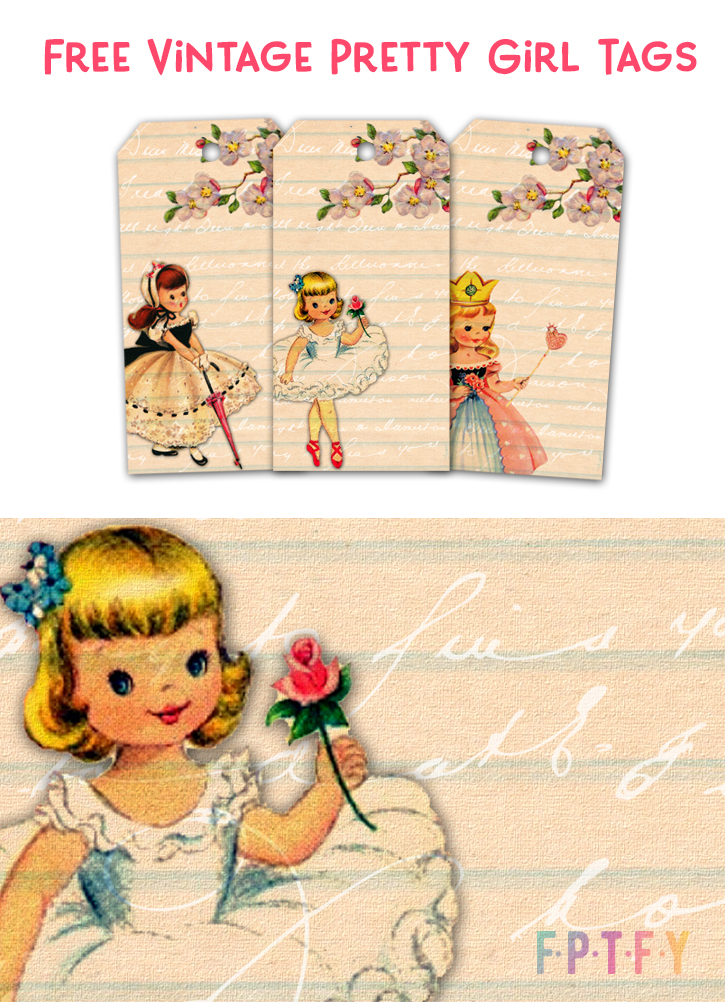 3 Free Vintage Pretty Girl Printable Tags - Free Pretty Things For You