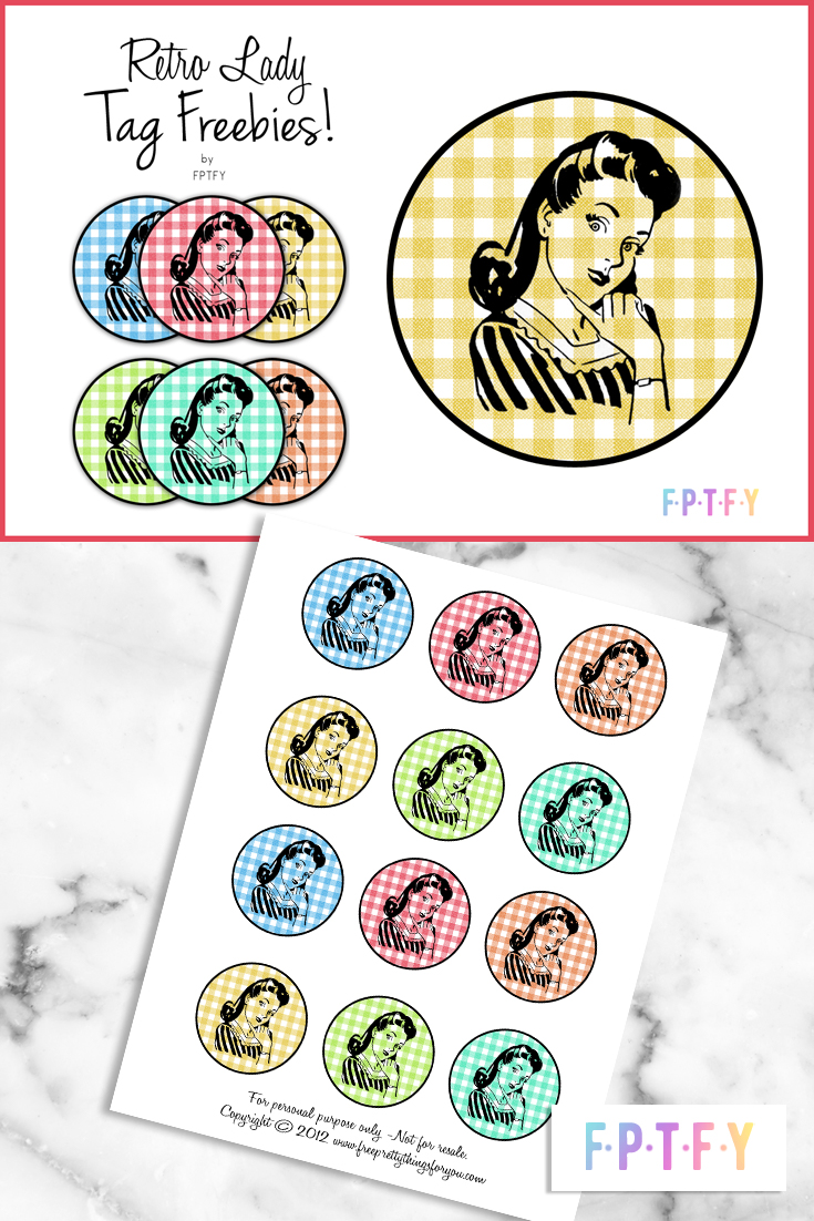 6 Freebie Image Multicolor Retro Lady Tag - Free Pretty Things For You
