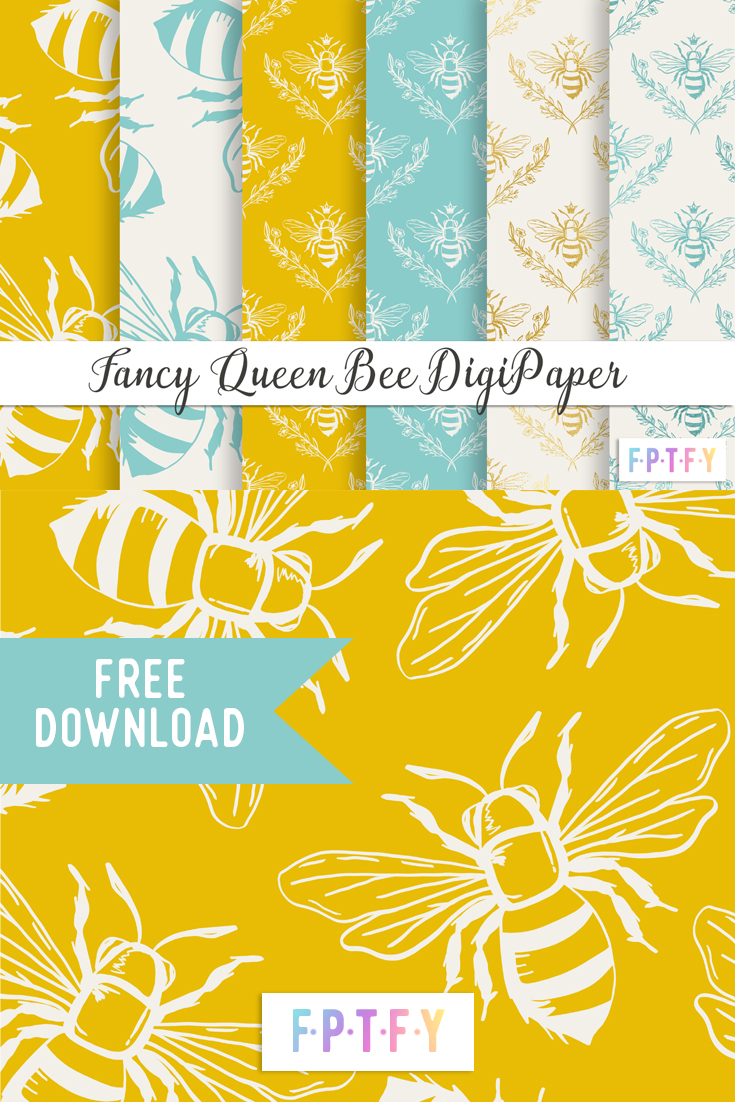 6 Free Fancy Queen Bee Digital Papers: Yellow and Teal - Free Pretty ...