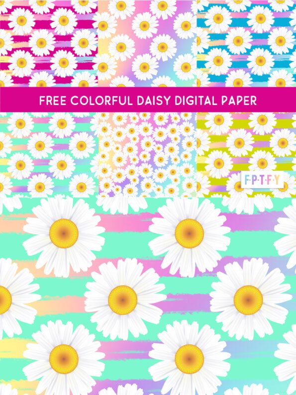 6 Free Colorful Daisy Digital Papers - Free Pretty Things For You