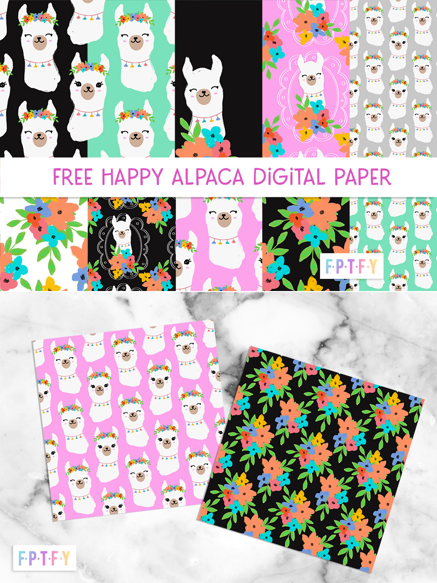 10 Free Happy Alpaca Digital Paper Download - Free Pretty Things For You