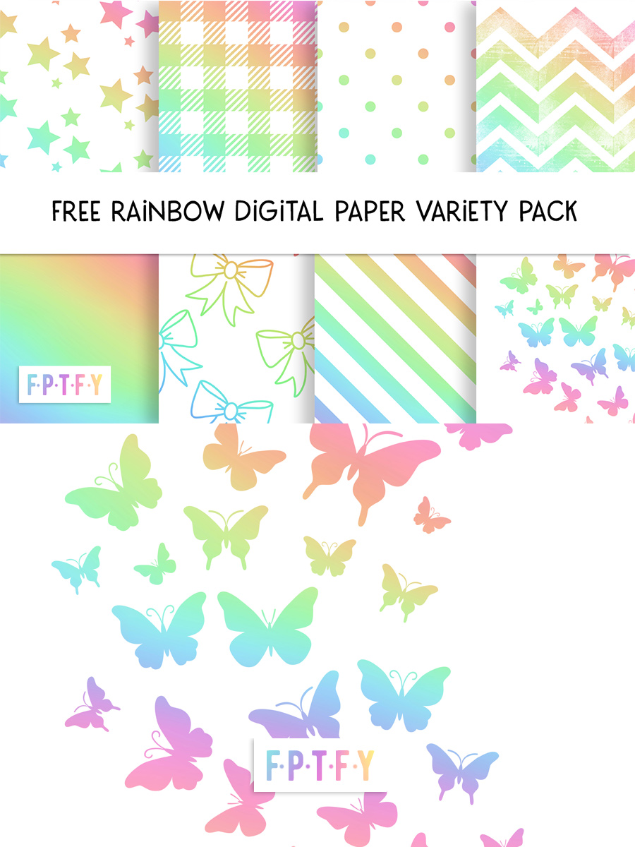 Free Rainbow Digital Scrapbooking Paper Variety Pack - Free Pretty ...