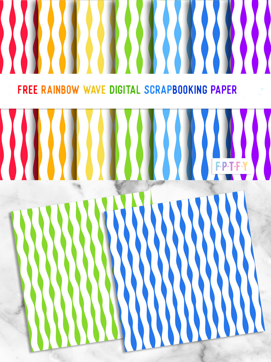 7 Free Rainbow Wave digital Scrapbooking Paper - Free Pretty Things For You