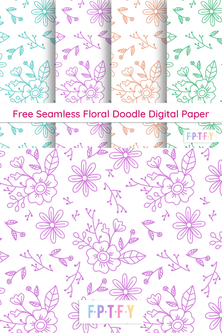 4 Free Seamless Floral Doodle Digital Paper - Free Pretty Things For You