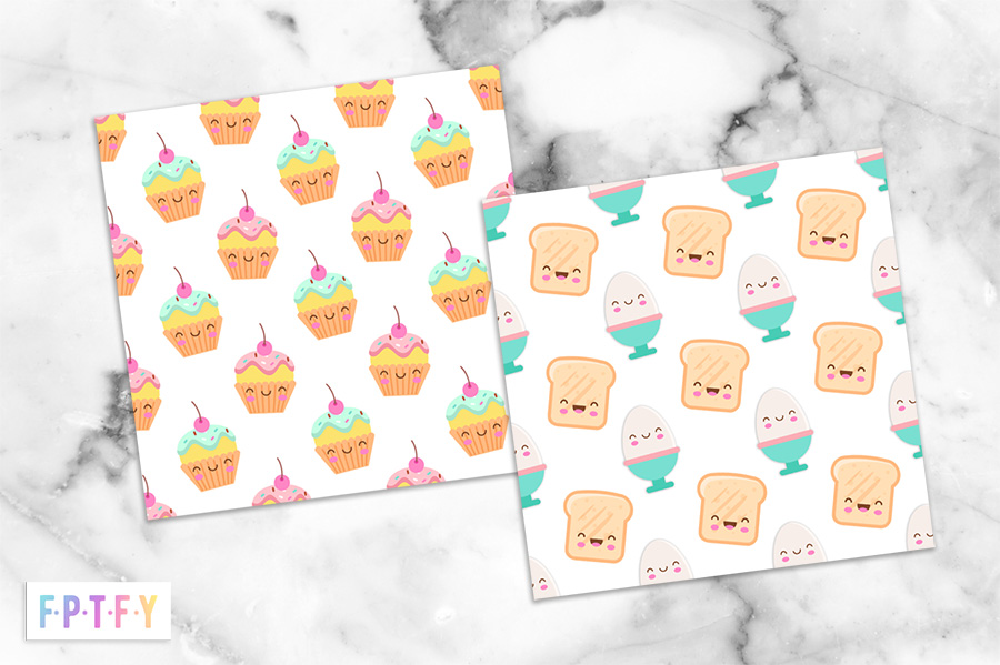 4 Free Kawaii Food Digital Scrapbooking Paper - Free Pretty Things For You
