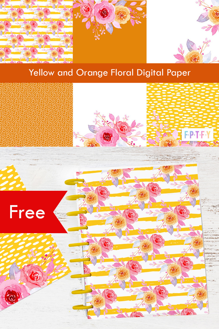 6 Free Yellow and Orange Floral Digital Paper - Free Pretty Things For You