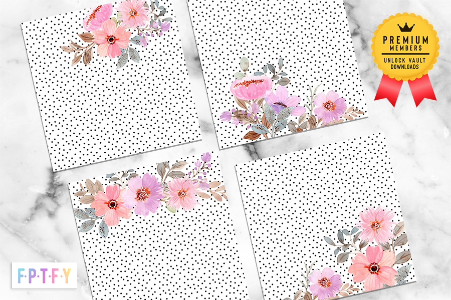 15 Black and White Polka Dot Floral Digital Paper Photo Templates Junk ...