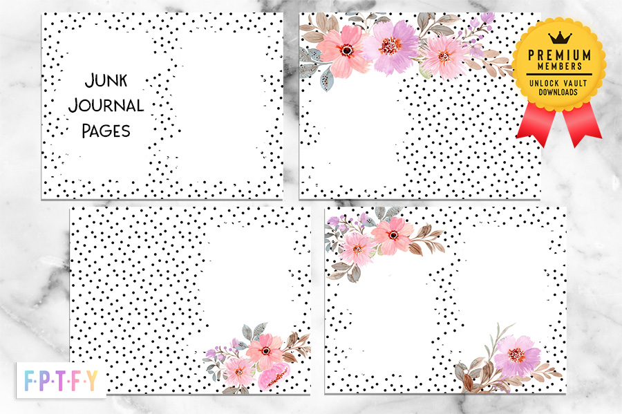 15 Black and White Polka Dot Floral Digital Paper Photo Templates Junk ...
