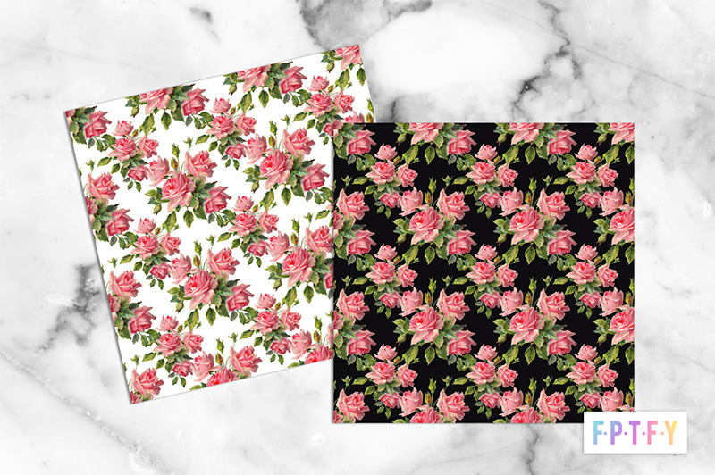 4 Free Vintage Pink Rose Seamless DigiPapers - Free Pretty Things For You