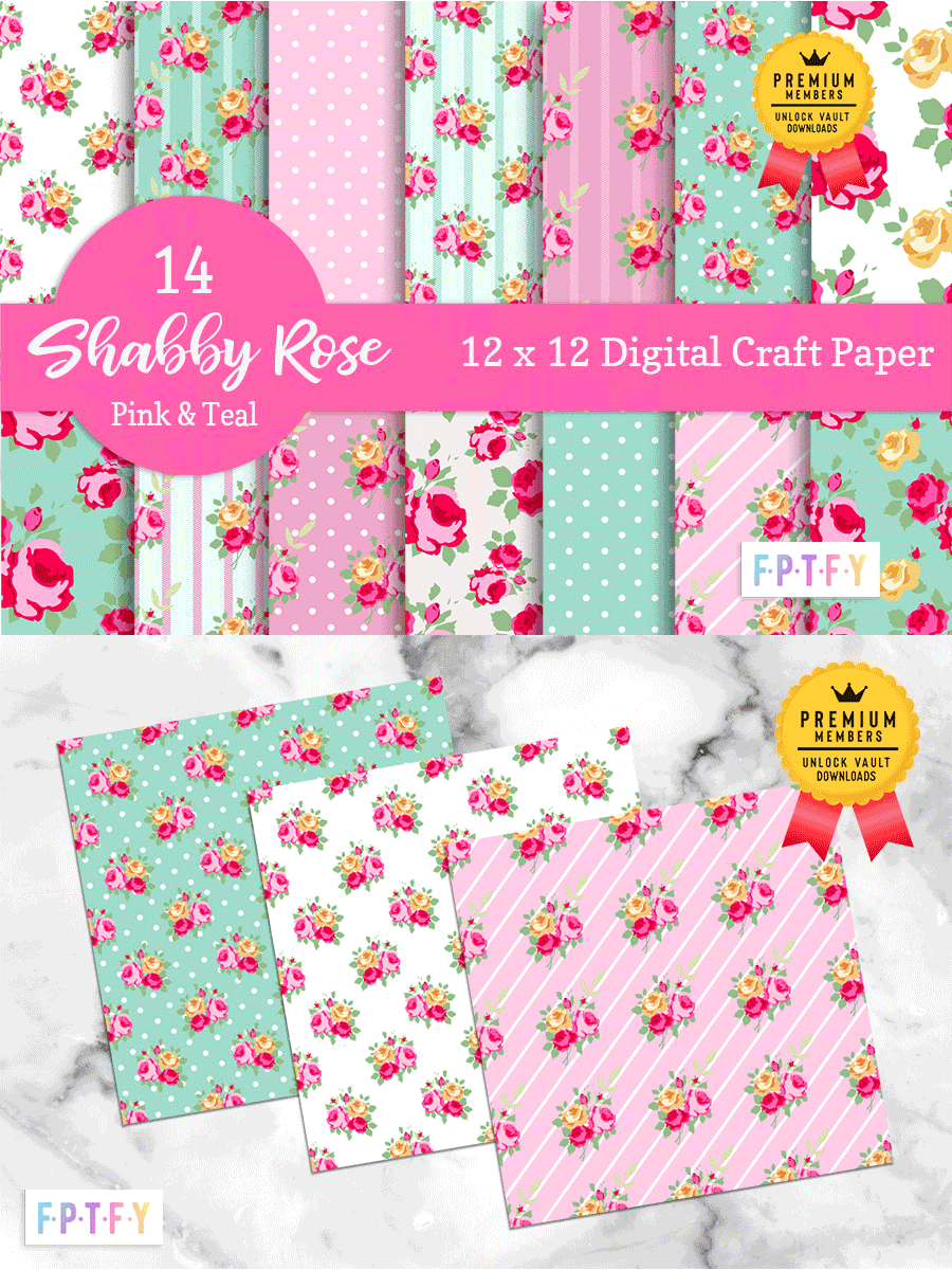 14 Shabby Rose Pink and Teal Digital Paper - Free Pretty Things For You