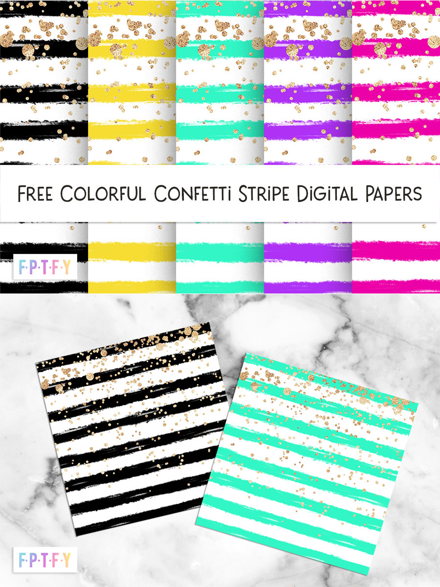 5 Free Colorful Confetti Stripe Digital Paper - Free Pretty Things For You