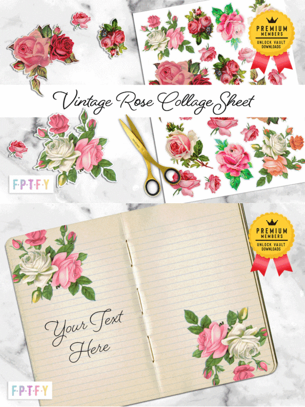Vintage Rose Collage Sheet - Free Pretty Things For You