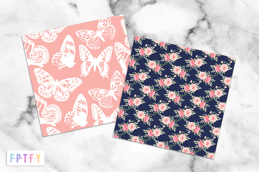 8 Pink and Navy Floral Digital Papers - Free Pretty Things For You